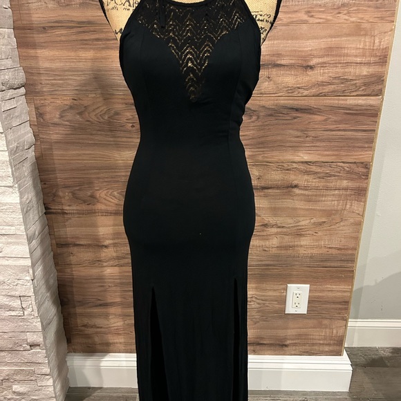 Solemio | Dresses | Solemio Black Sexy Maxi Dress With 2 Front Slits ...